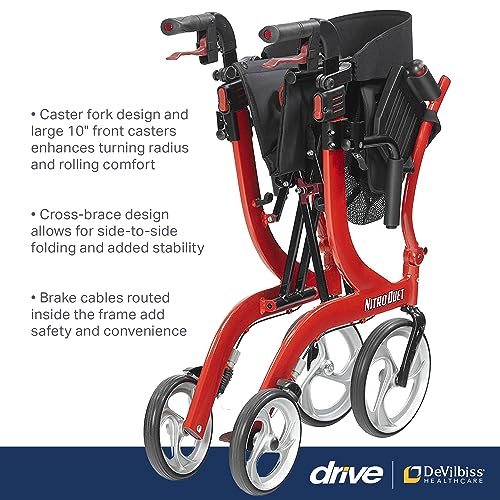 Drive Medical Nitro Duet Dual Function Transport Wheelchair and Rollat ...
